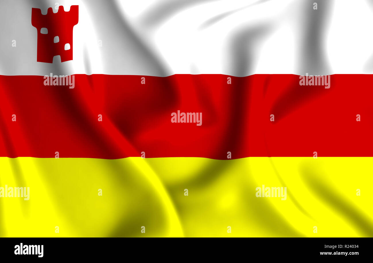 Santa Barbara California 3D waving flag illustration. Texture can be ...