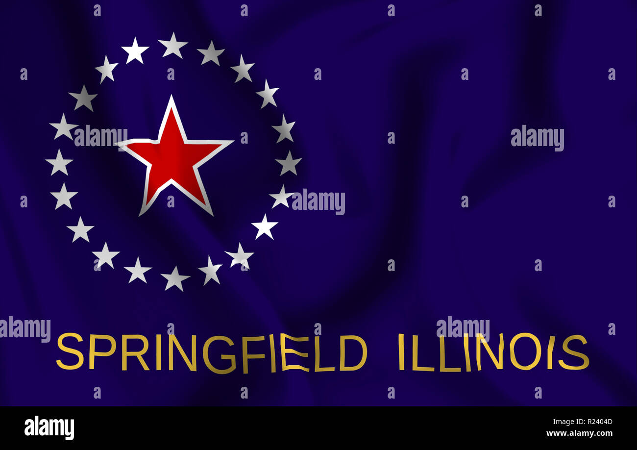 Springfield Illinois 3D waving flag illustration. Texture can be used ...