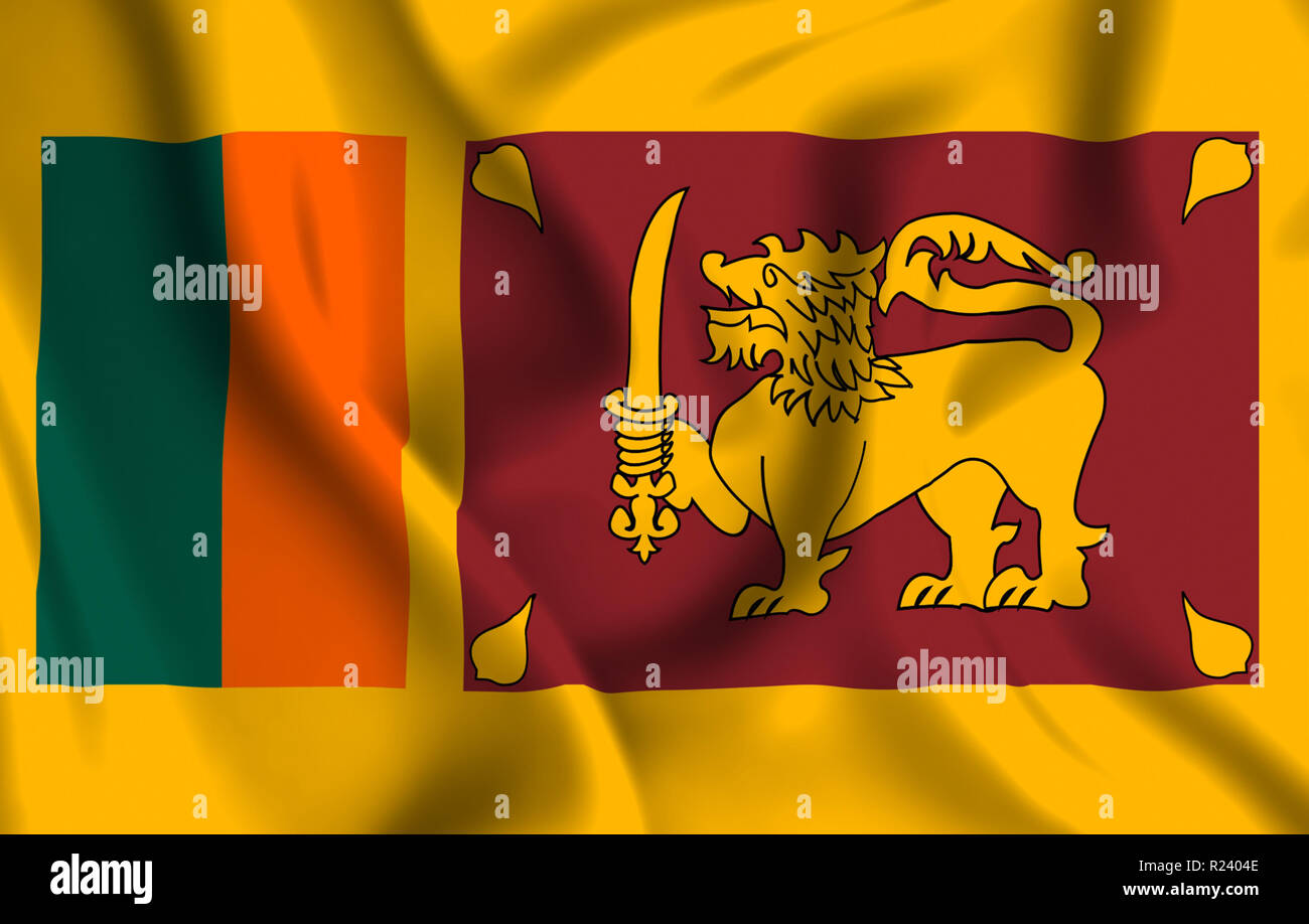 Sri Lanka 3D waving flag illustration. Texture can be used as ...