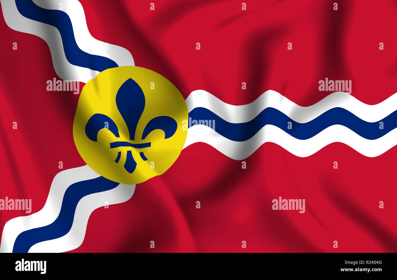 St. Louis Missouri 3D waving flag illustration. Texture can be used as ...