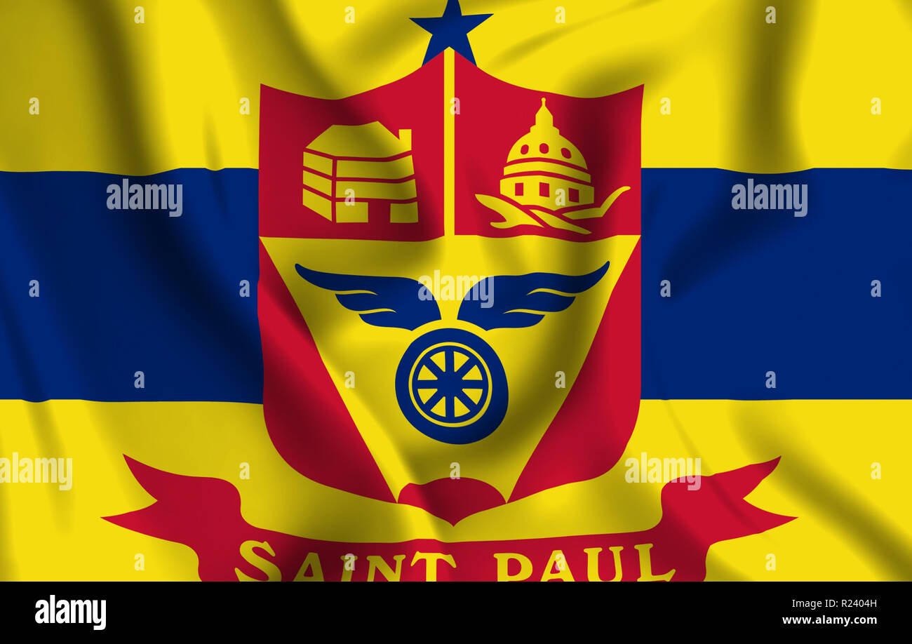 St. Paul Minnesota 3D waving flag illustration. Texture can be used as ...