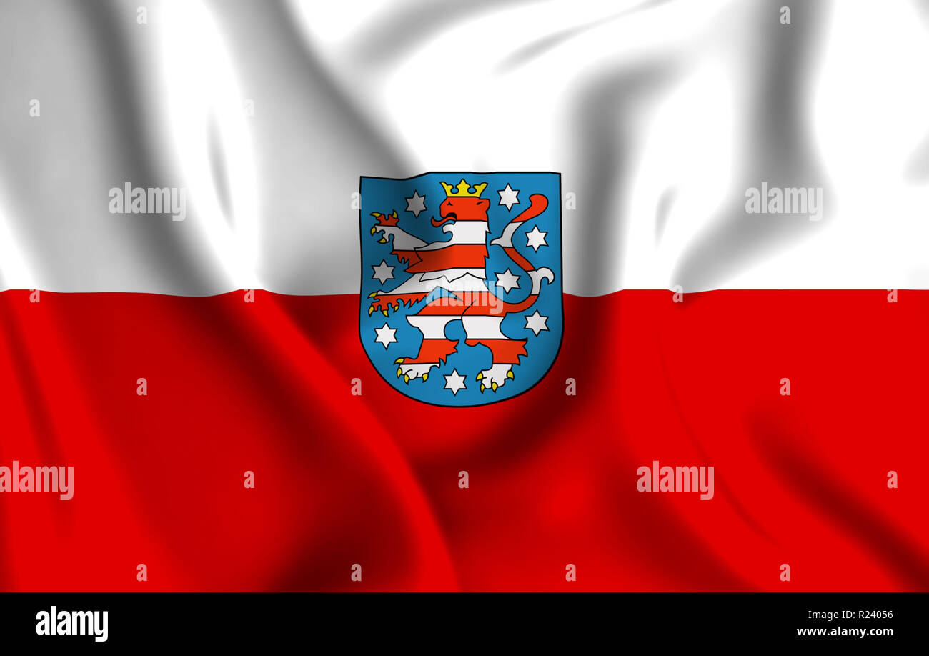 Thuringia 3D waving flag illustration. Texture can be used as ...