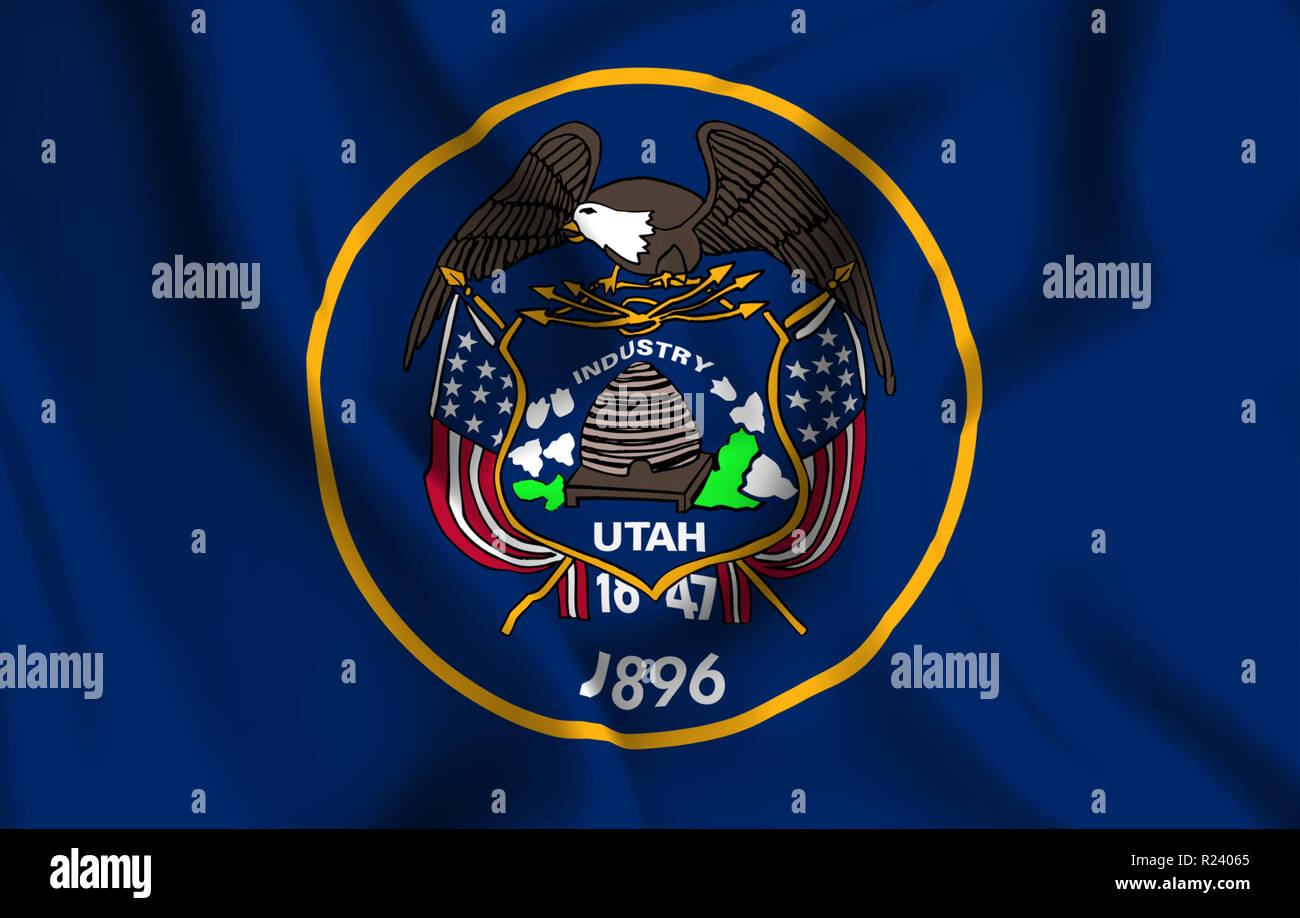 Utah 3D waving flag illustration. Texture can be used as background ...