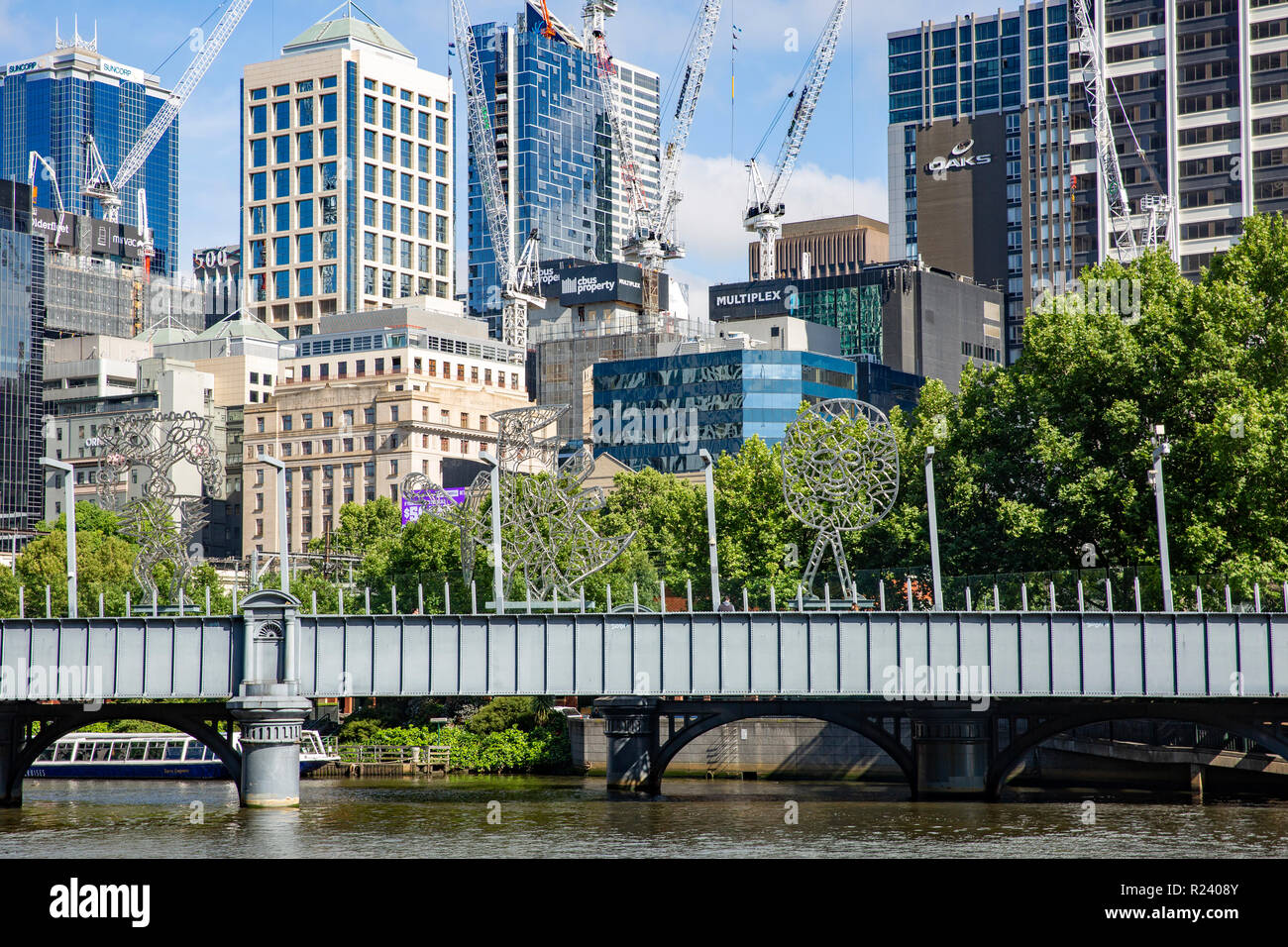 Melbourne city centre with development progressing and cranes in the ...