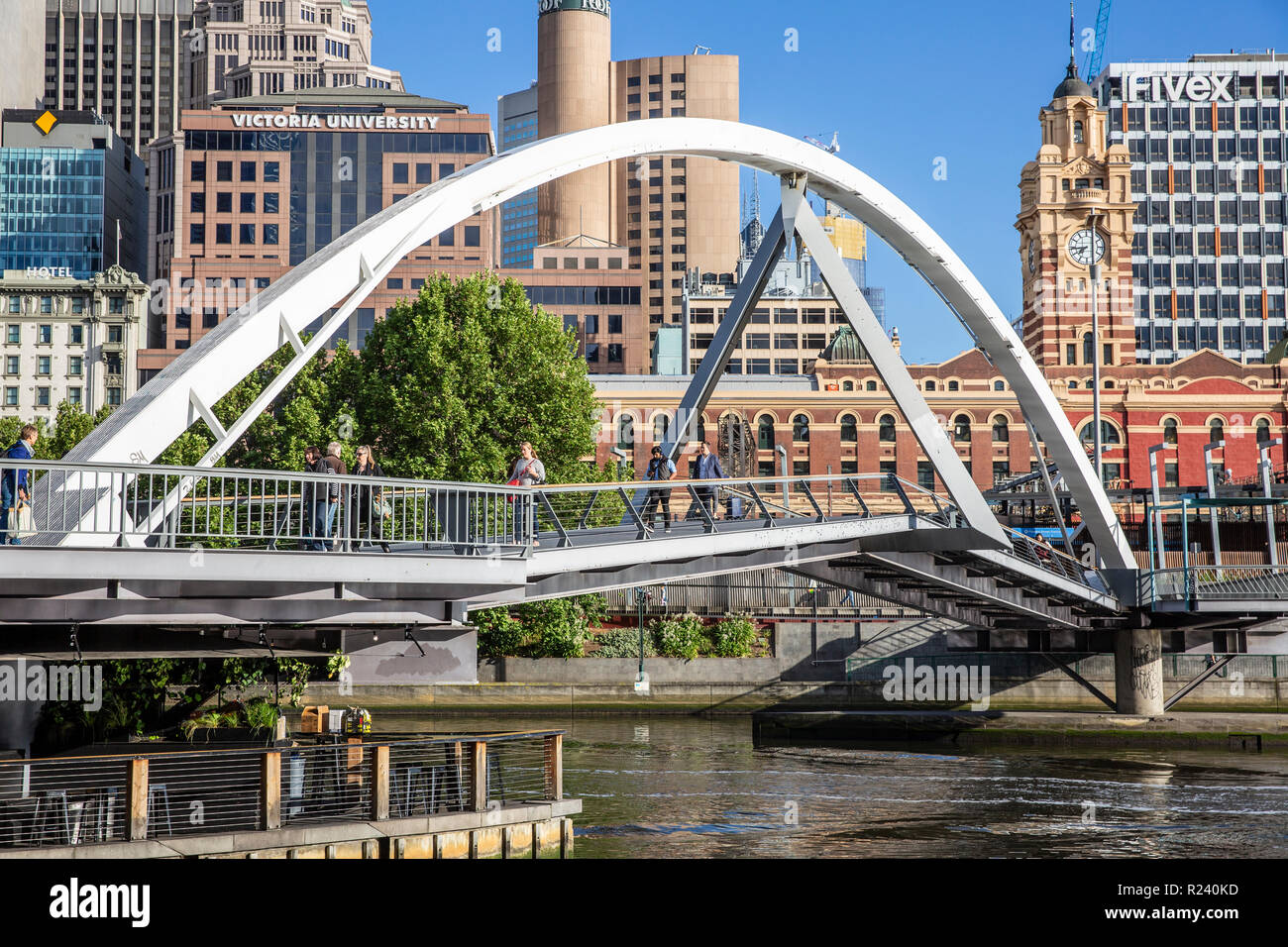 Evan Walker pedestrian bridge across the yarra river in Melbourne ...