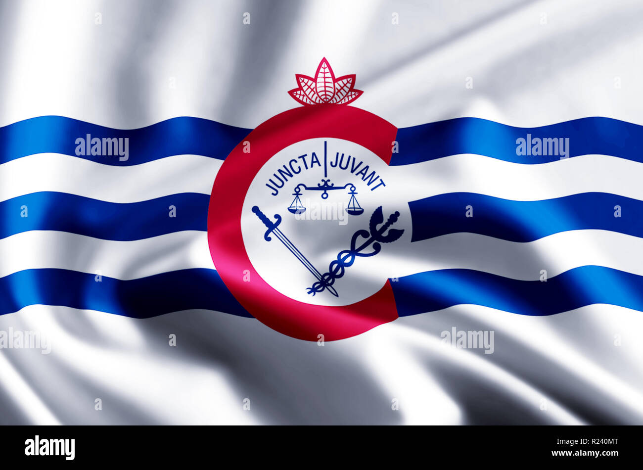 Cincinnati Ohio 3D waving and closeup flag illustration with ...