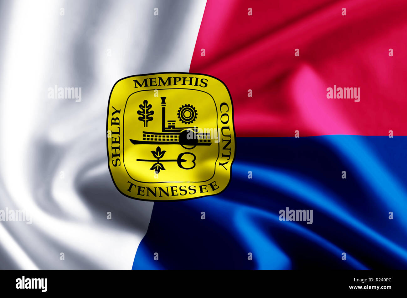 Memphis Tennessee 3D waving and closeup flag illustration with ...