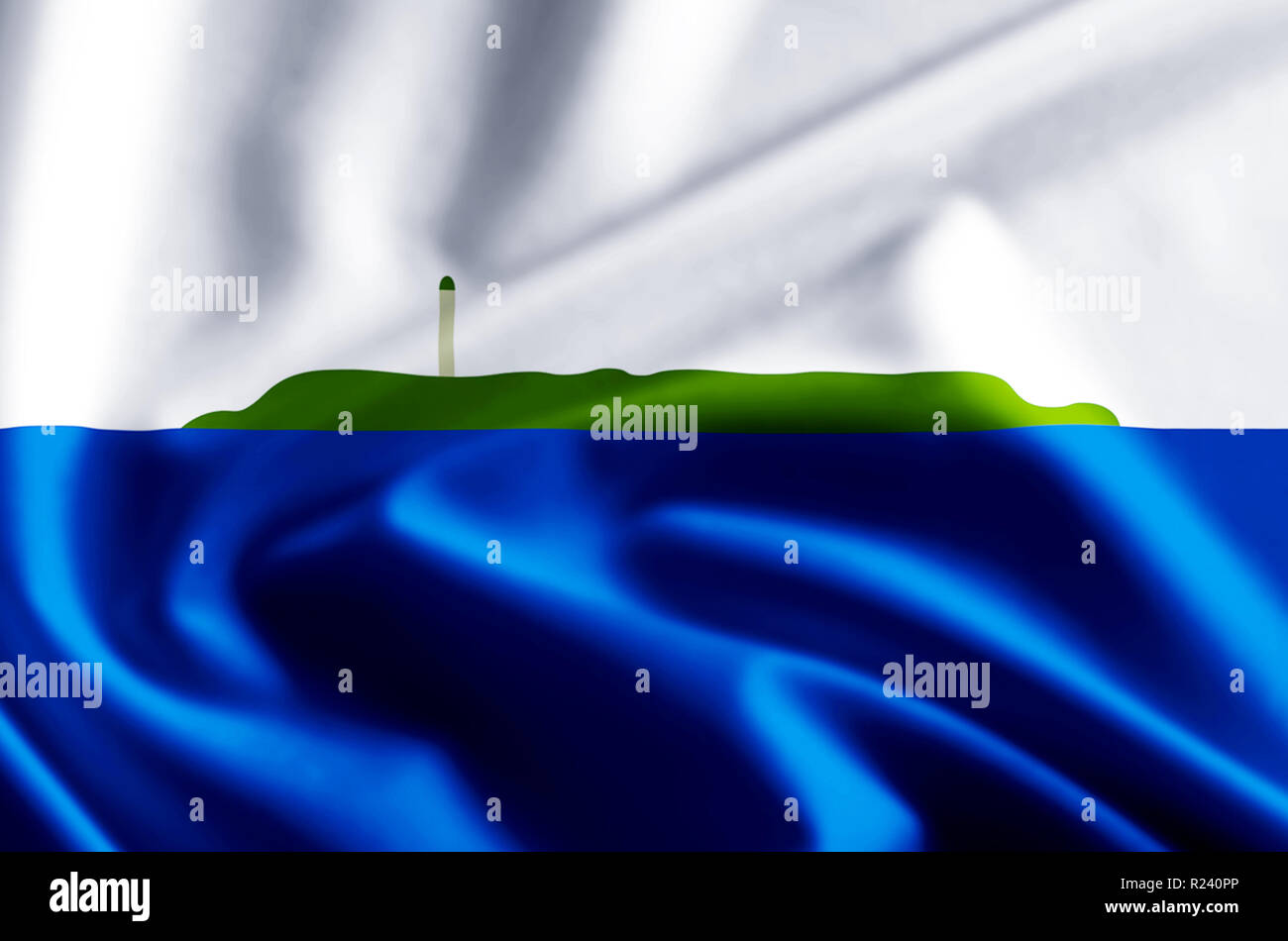 Navassa Island 3D waving and closeup flag illustration with reflections ...