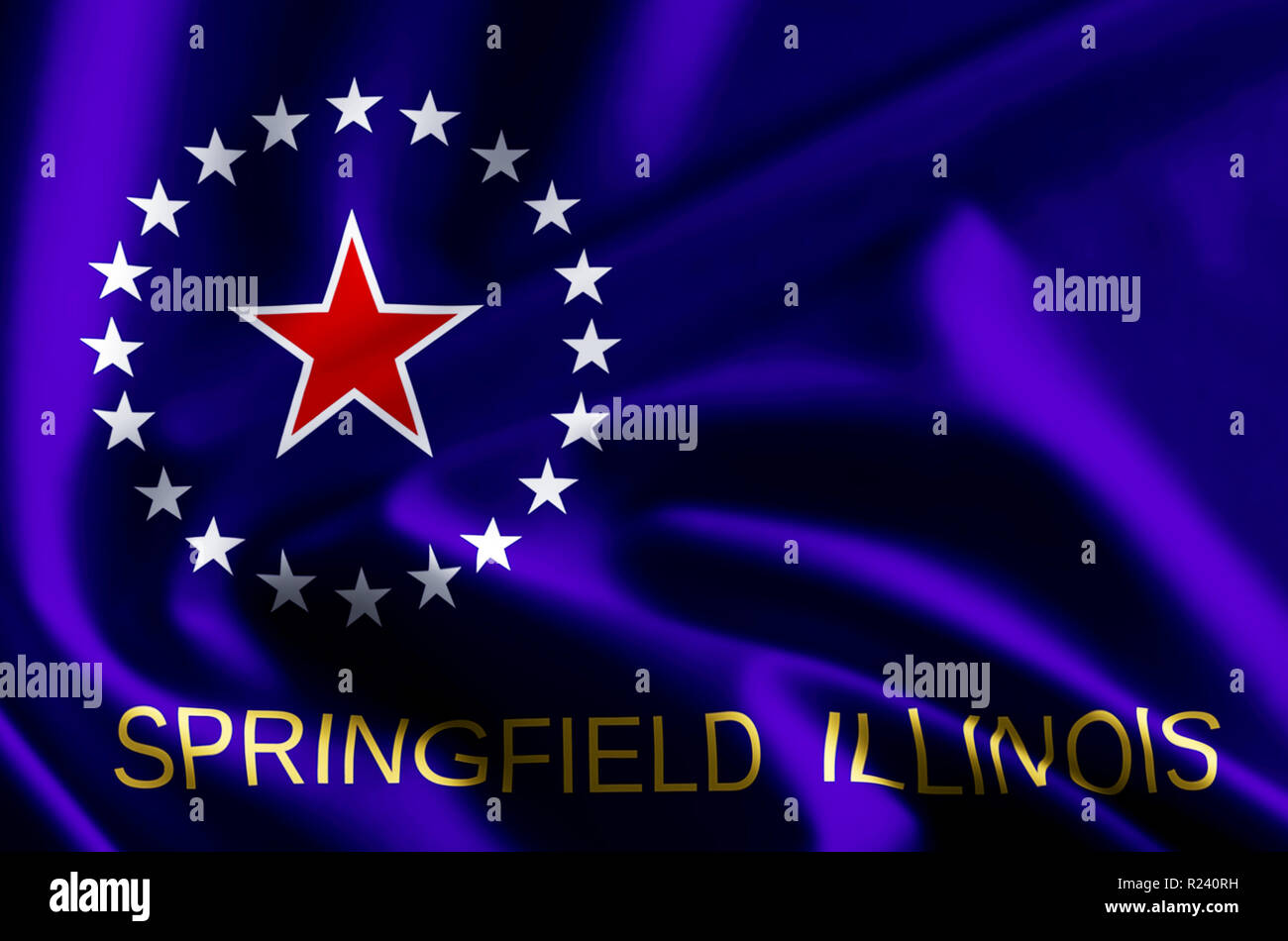 Springfield Illinois 3D waving and closeup flag illustration with ...
