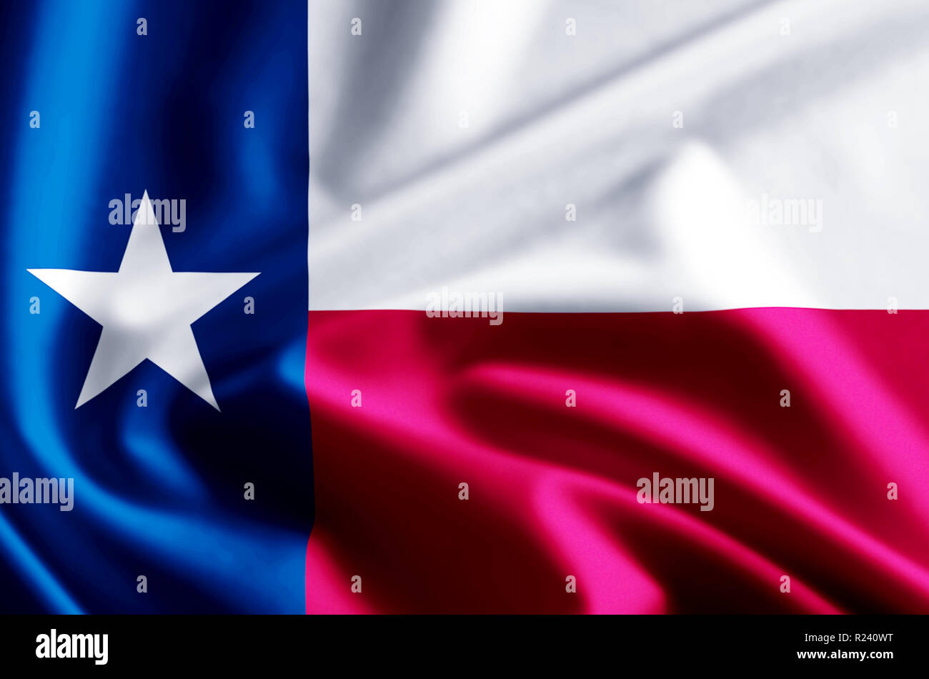 Texas 3D waving and closeup flag illustration with reflections. Usable ...