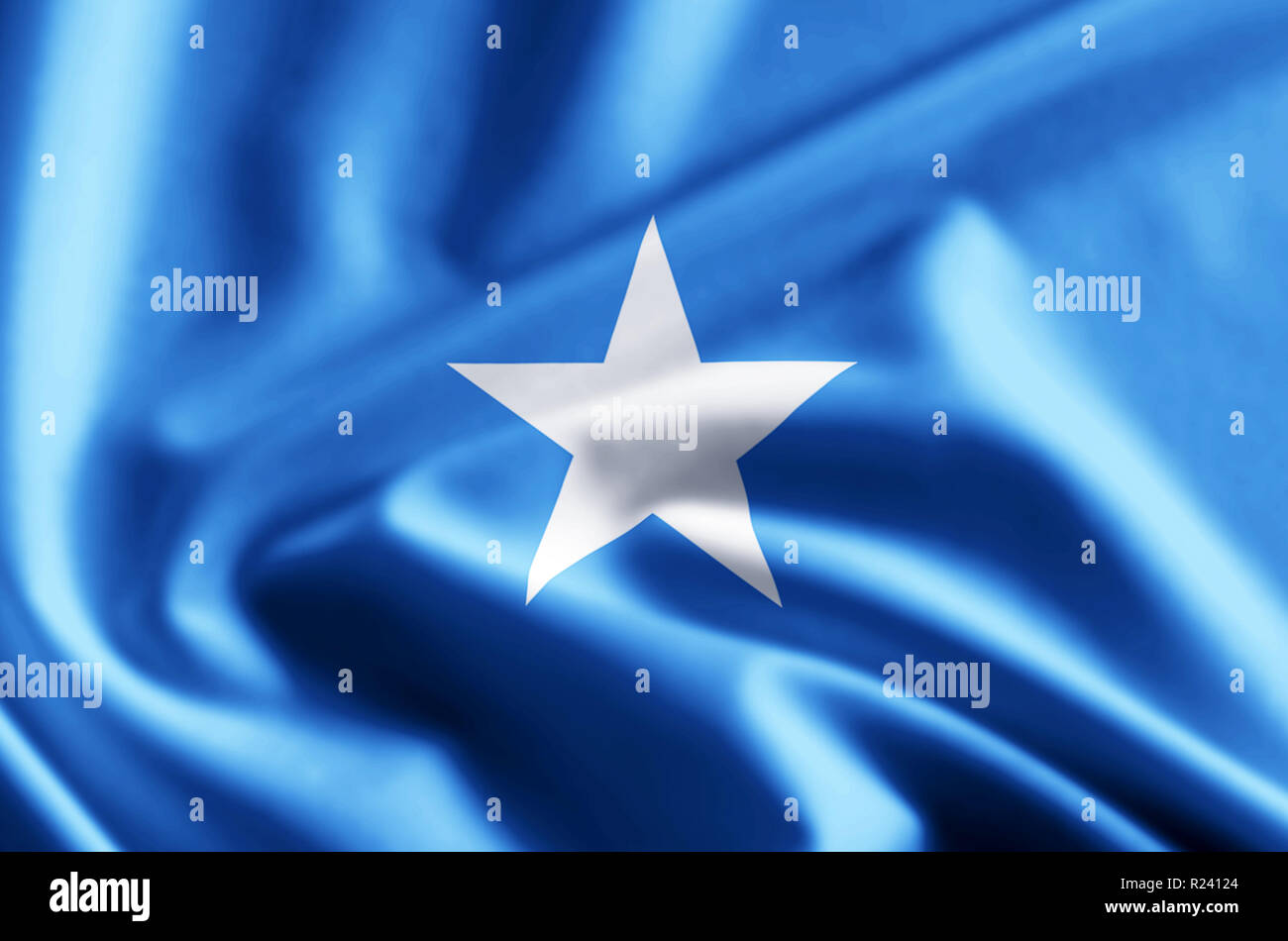 Somalia 3D waving and closeup flag illustration with reflections ...