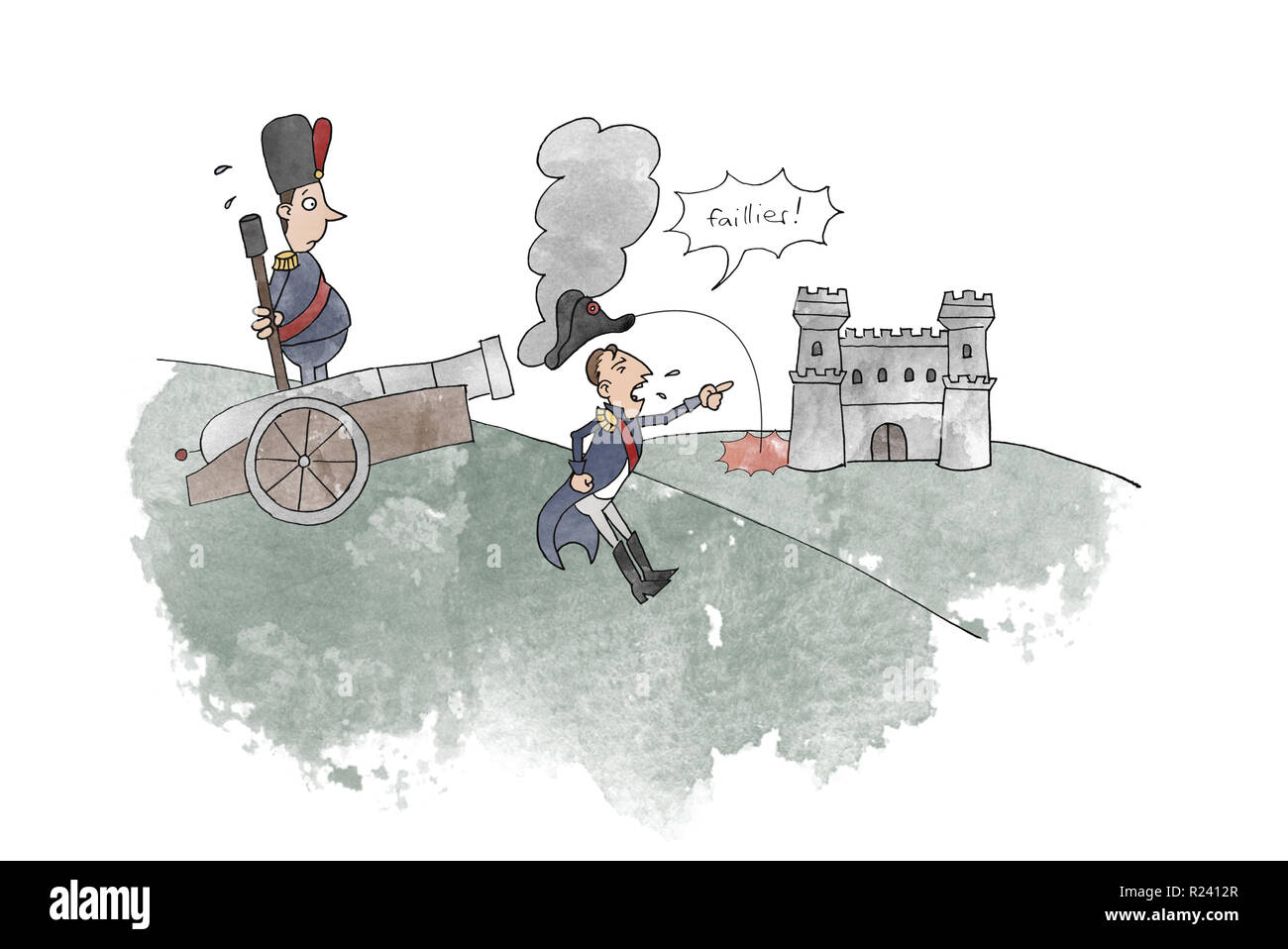 French Emperor getting furious because of misfired shot Stock Photo - Alamy