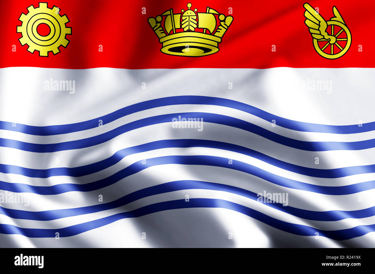 Flag Of Barrie 3D waving and closeup flag illustration with reflections ...