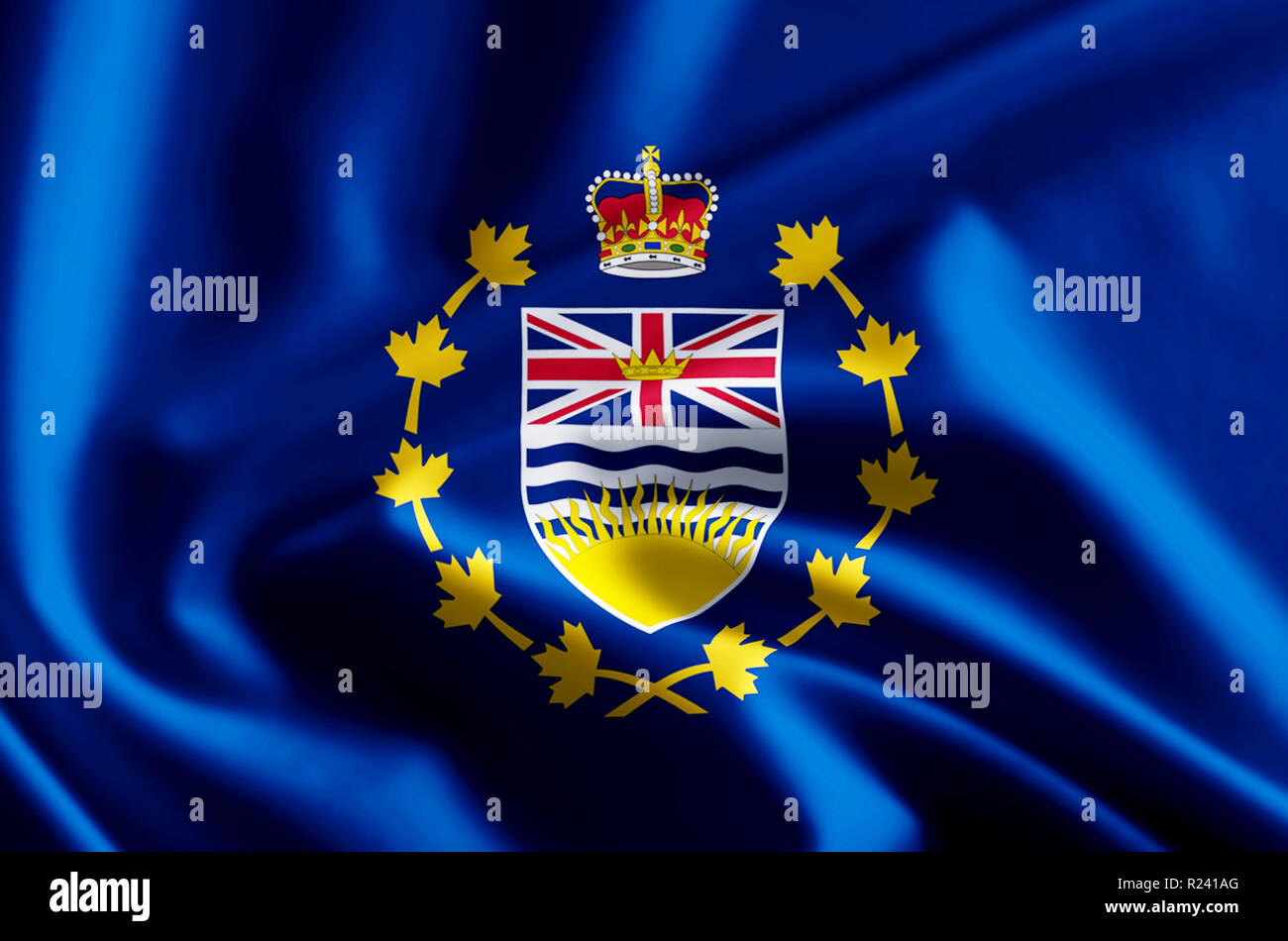 Lieutenant-Governor Of British Columbia 3D waving and closeup flag ...