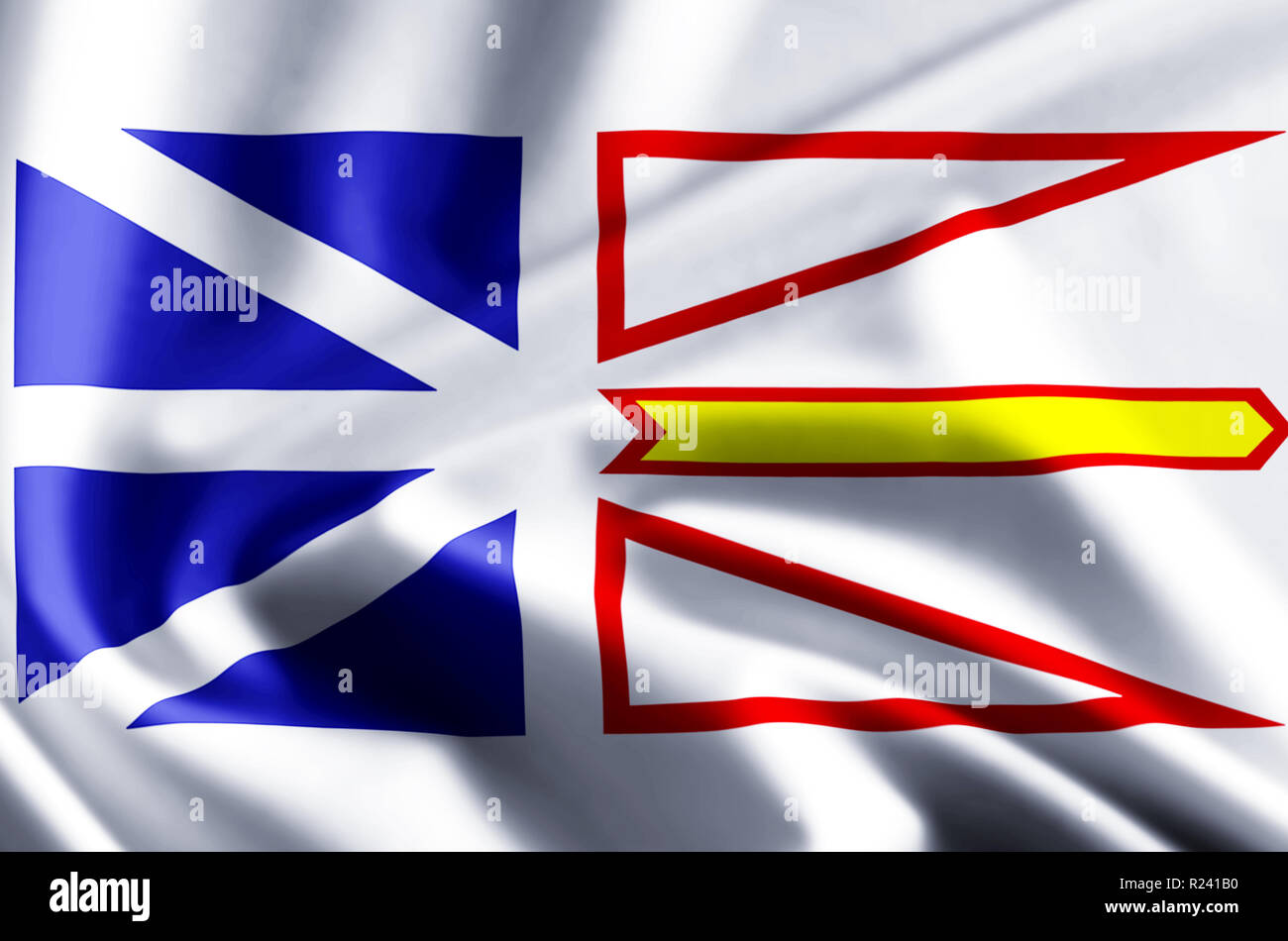 Newfoundland And Labrador 3D waving and closeup flag illustration with ...
