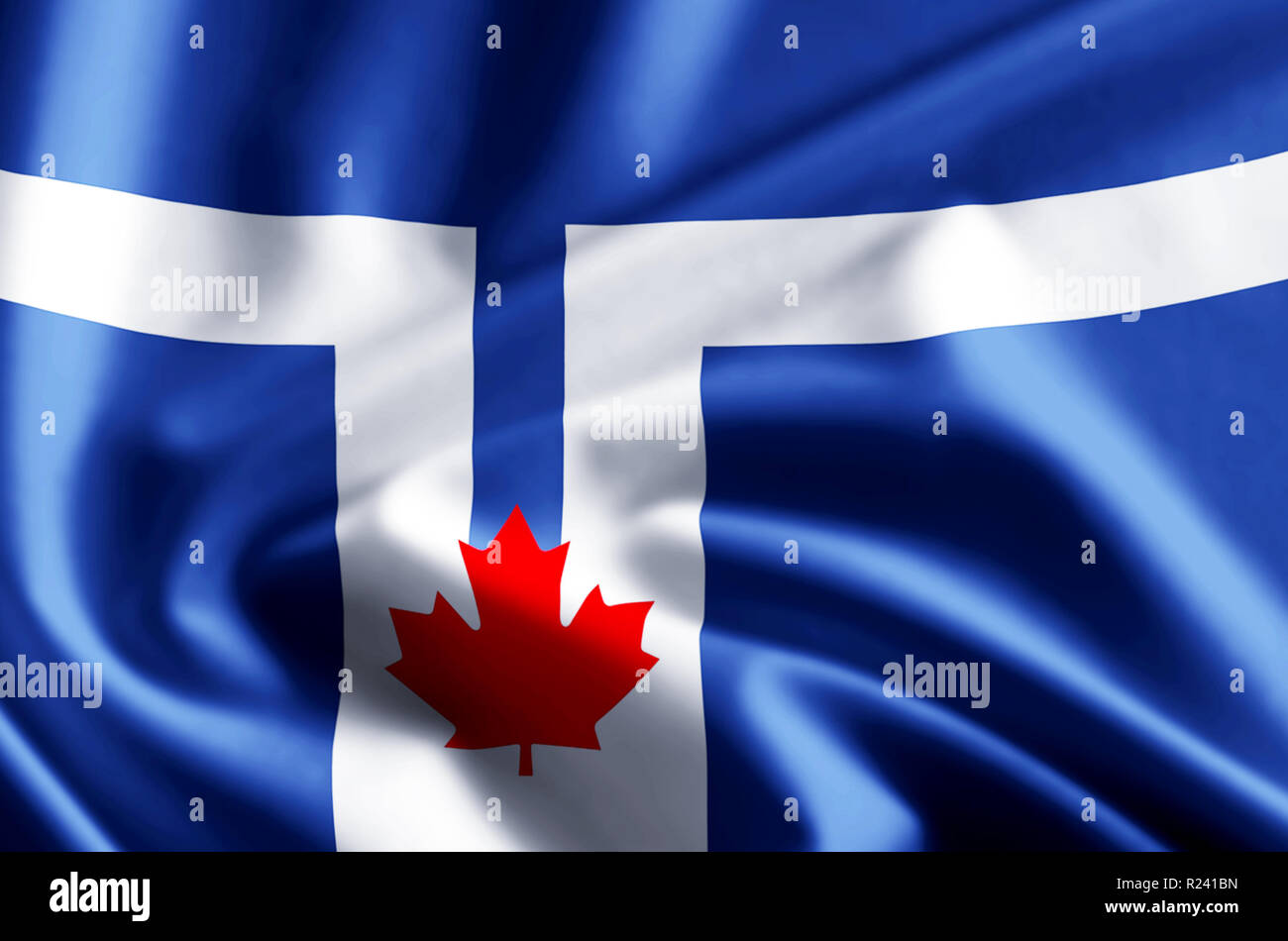 Toronto Flag 3D waving and closeup flag illustration with reflections ...