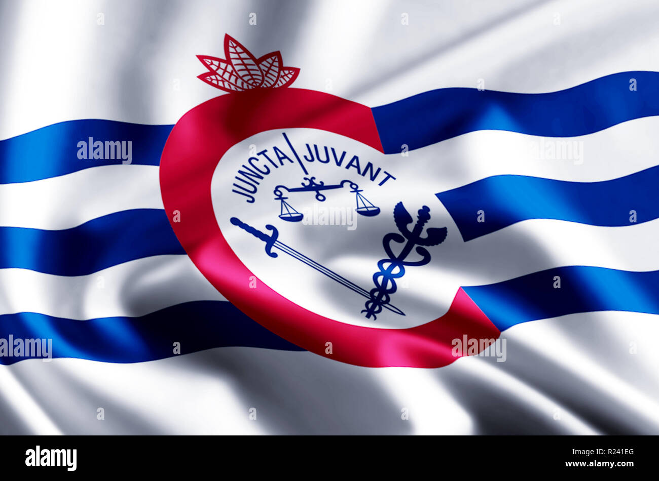 Cincinnati Ohio 3D waving and closeup flag illustration with ...