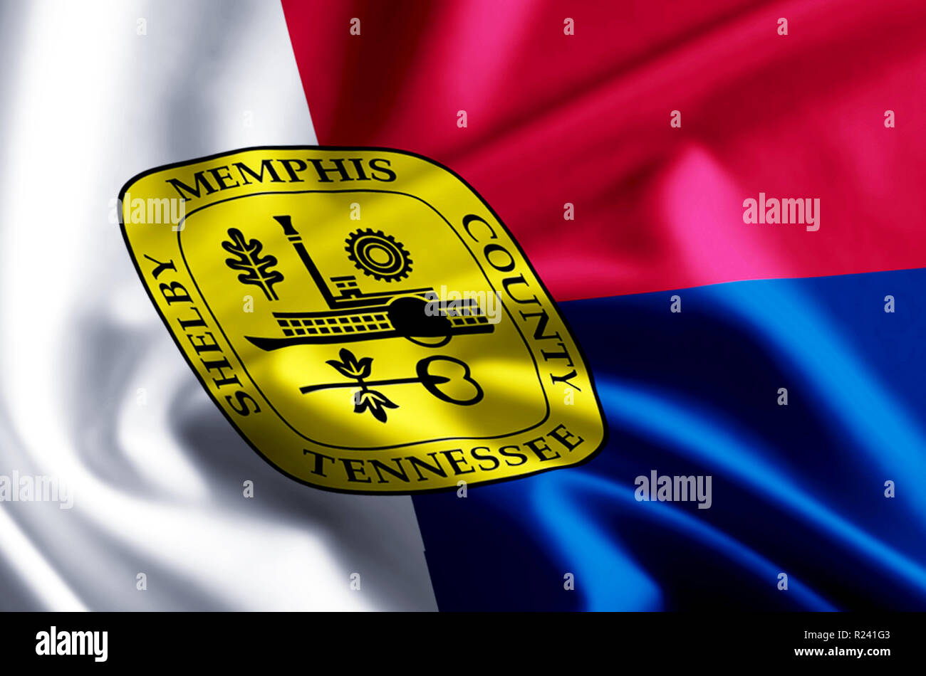 Memphis Tennessee 3D waving and closeup flag illustration with ...