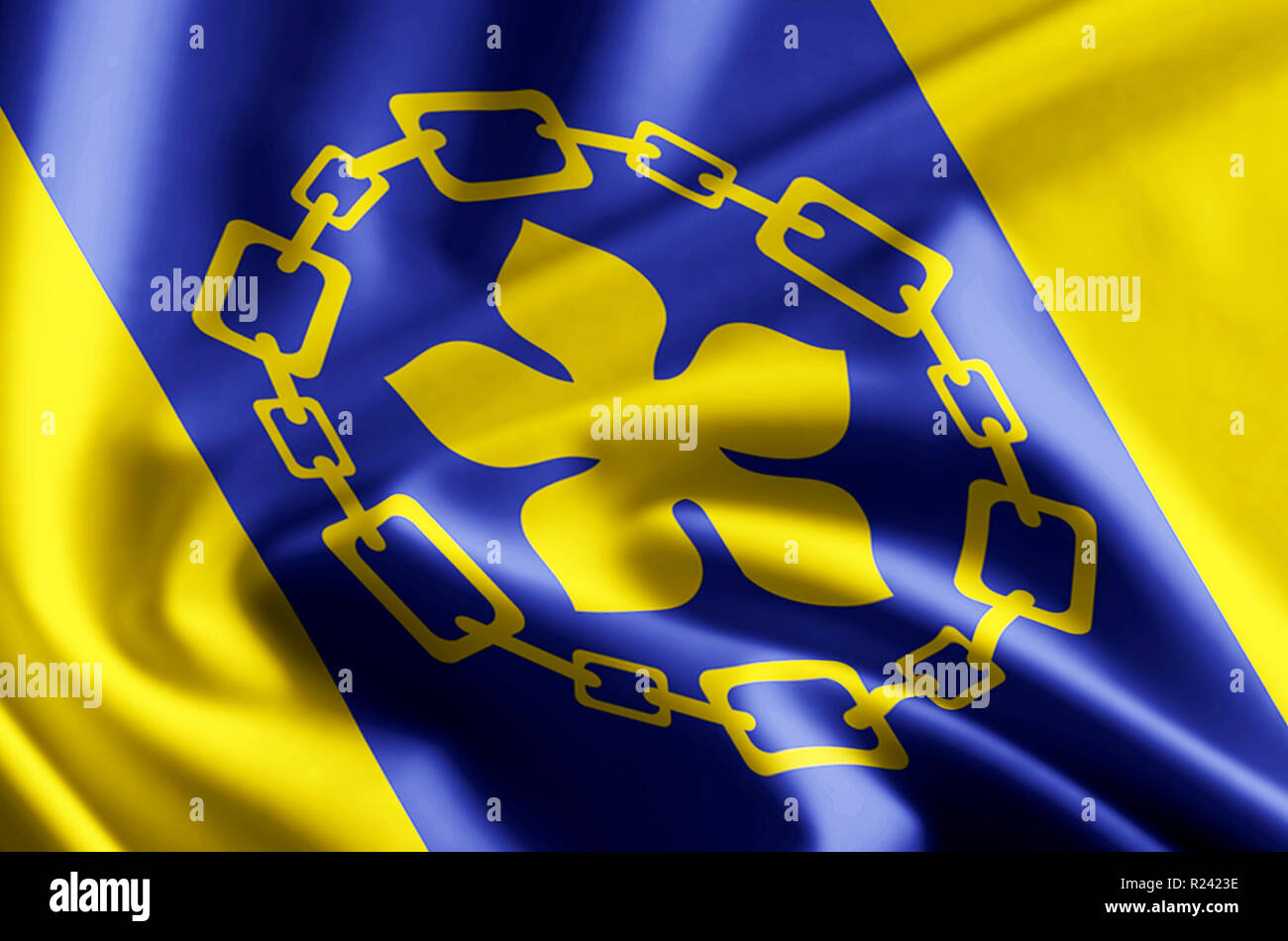 Hamilton 3D waving and closeup flag illustration with reflections ...