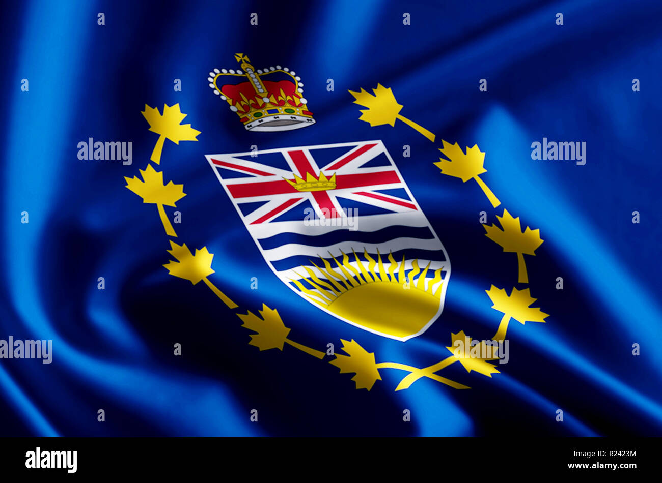 Lieutenant-Governor Of British Columbia 3D waving and closeup flag ...