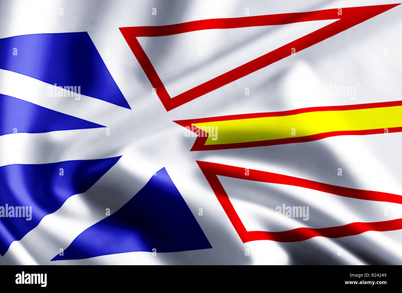 Newfoundland And Labrador 3D waving and closeup flag illustration with ...