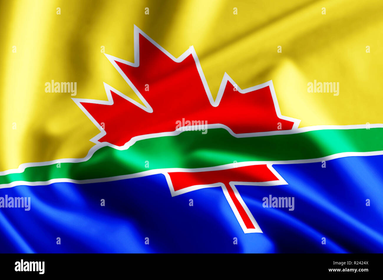 Thunder Bay 3D waving and closeup flag illustration with reflections. Usable for background and ...