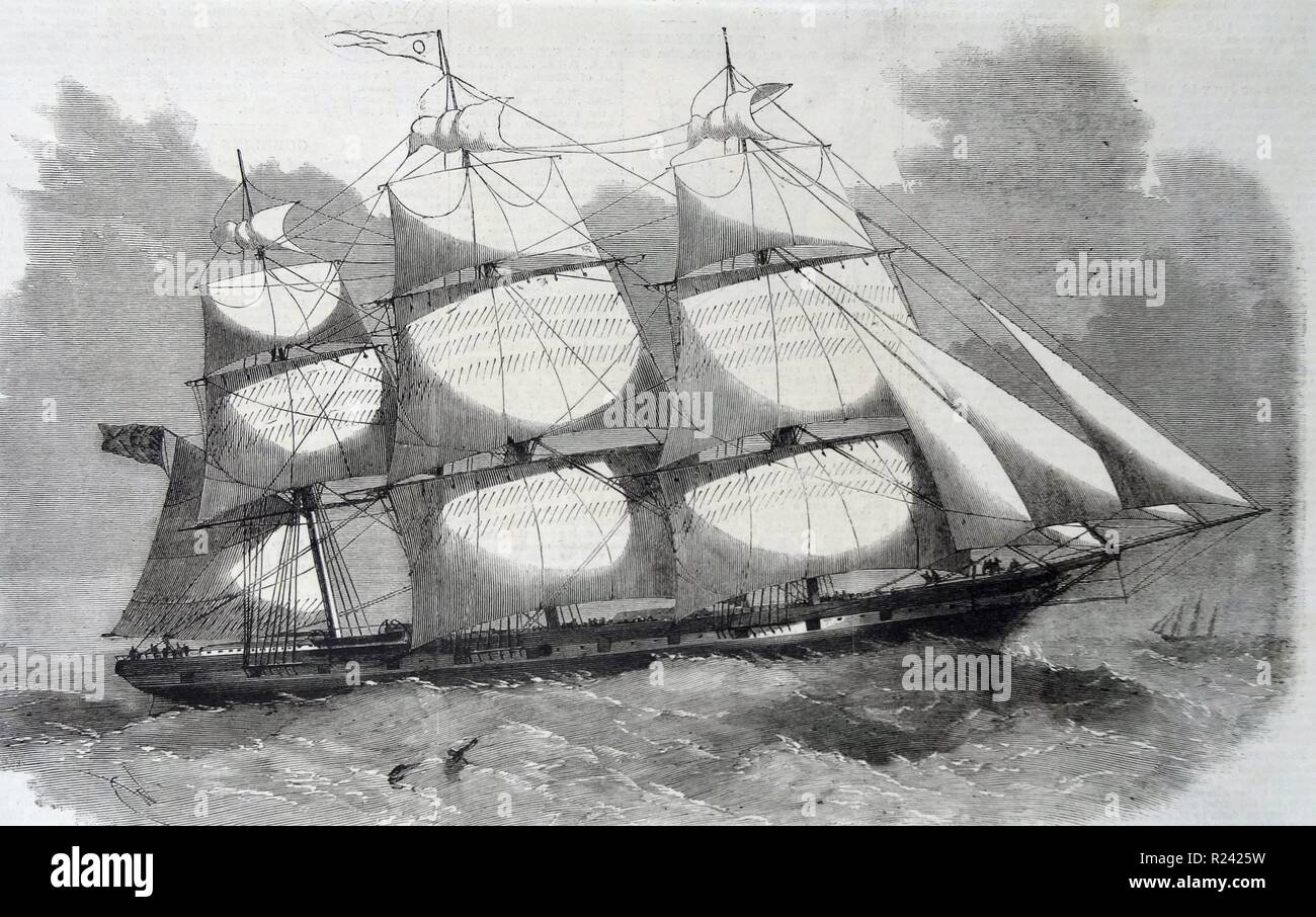 Engraving of the gigantic clipper-ship 'Great Australia'. Built for ...