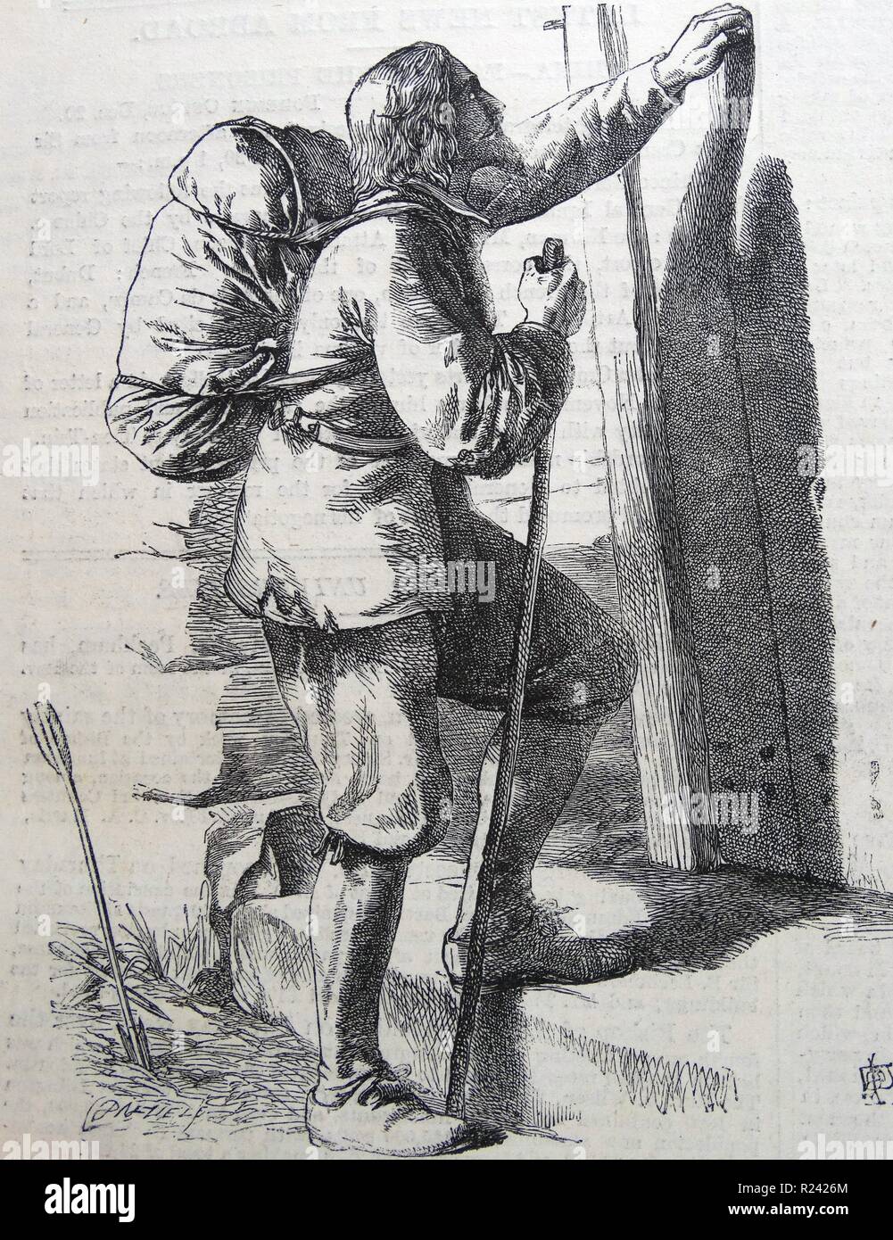 Engraving depicting a Christian knocking on a Gate. Taken from the ...