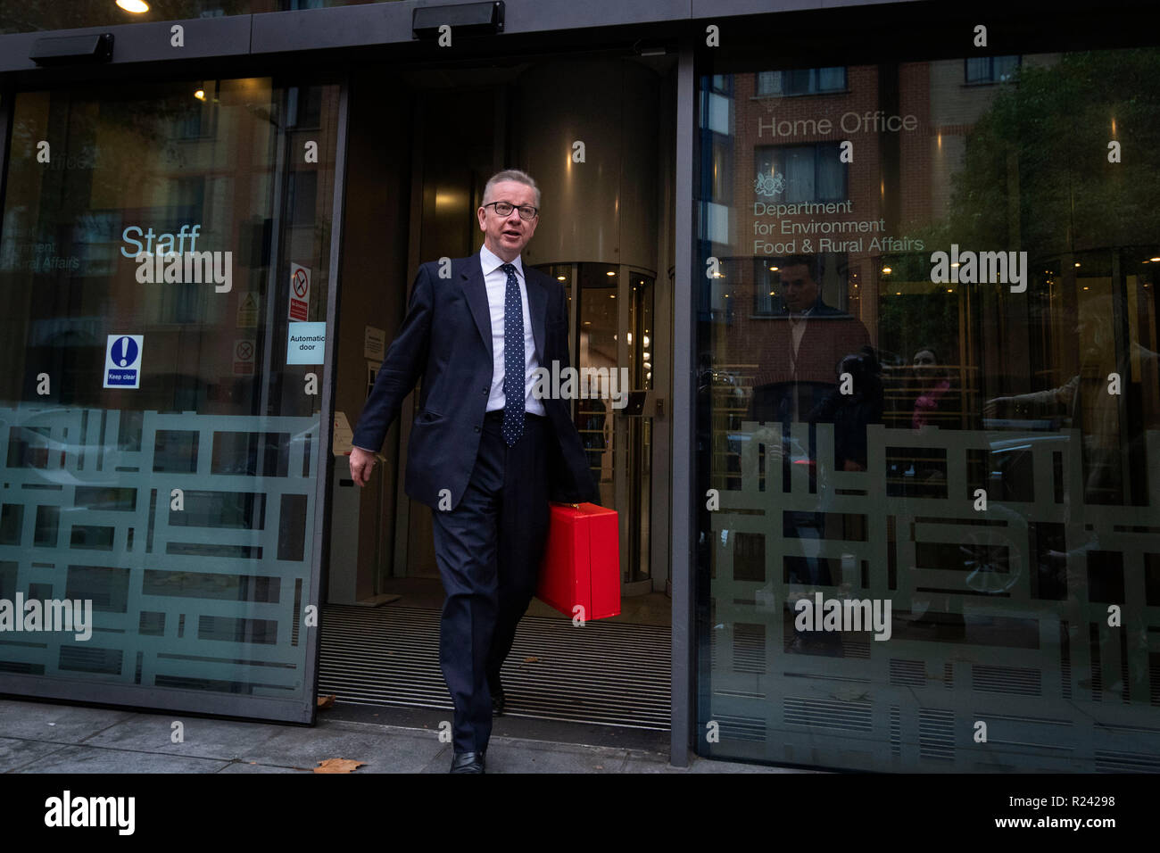 Environment secretary michael gove speaking outside the department for ...