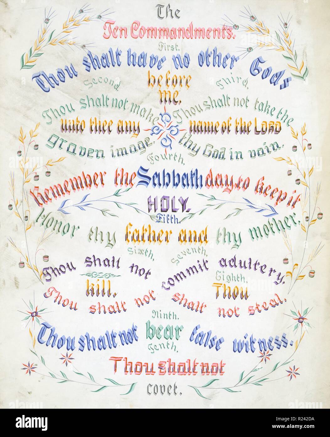 The Ten Commandments created by John Morgan Coaley. Dated 1889 Stock ...