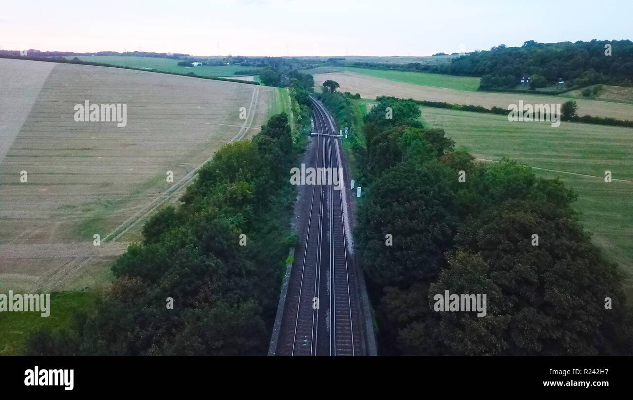 Train line aerial hi-res stock photography and images - Alamy