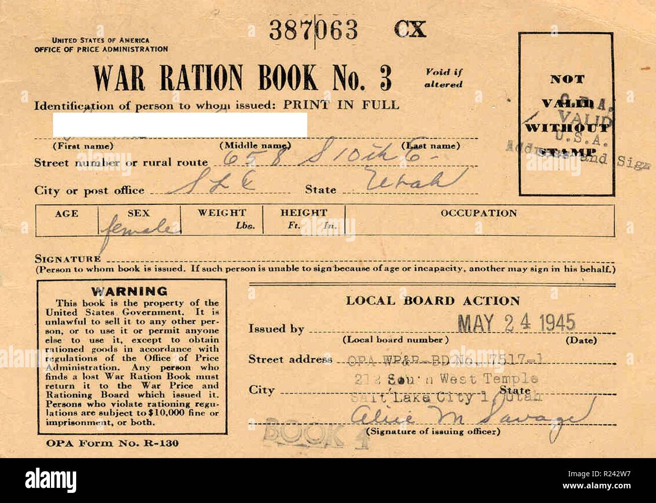 Wwii Ration Stock Photos & Wwii Ration Stock Images - Alamy