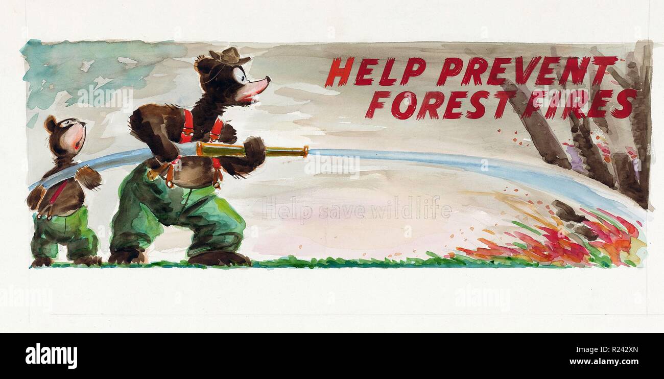 American World War Two poster about fighting forest fires 1942 Stock ...