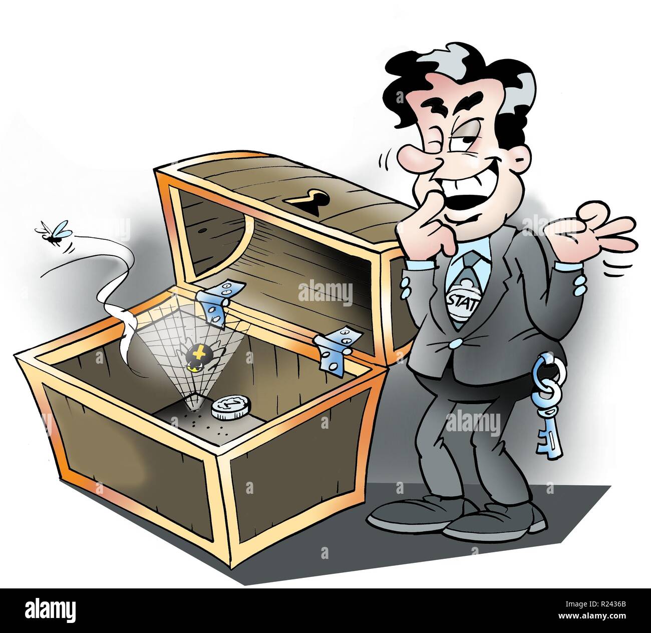 A businessman looking into a empty treasure chest Stock Photo - Alamy