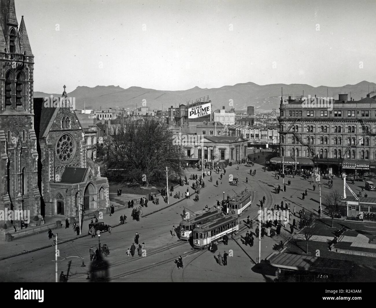 Christchurch city centre, New Zealand 1950 Stock Photo - Alamy