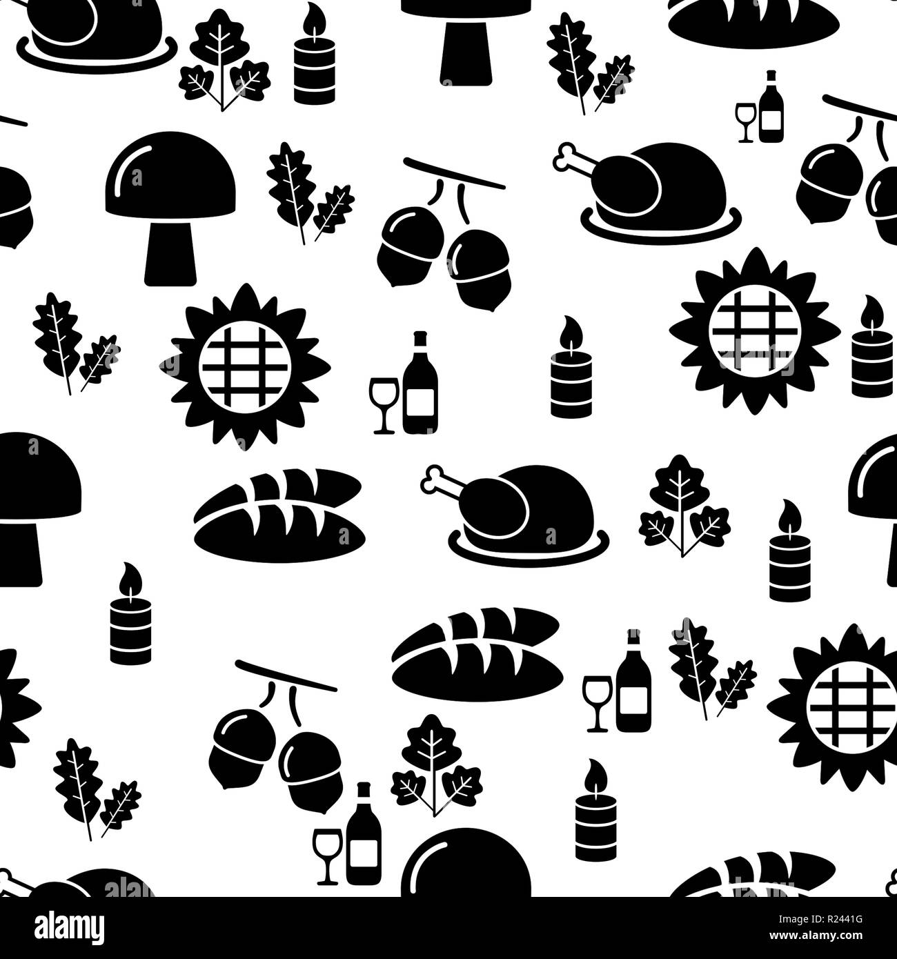 Thanksgiving Pattern Black And White