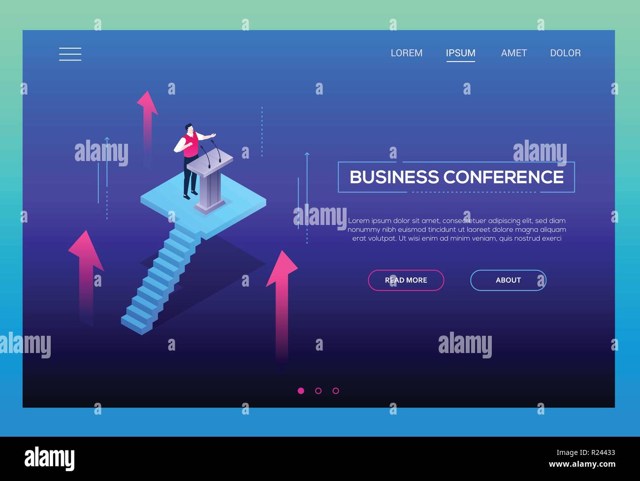 Business conference - modern isometric vector website header Stock ...