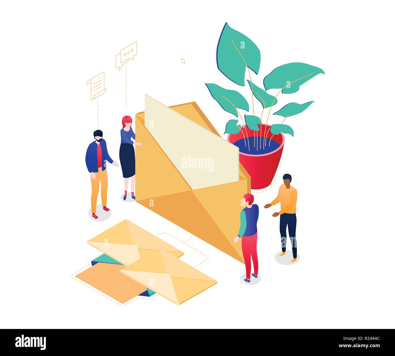 Business correspondence - modern colorful isometric vector illustration ...