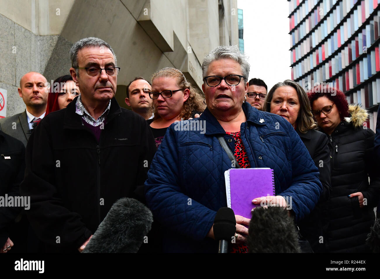 Sharon Thomas, the daughter of Rosina Coleman, speaking to reporters ...