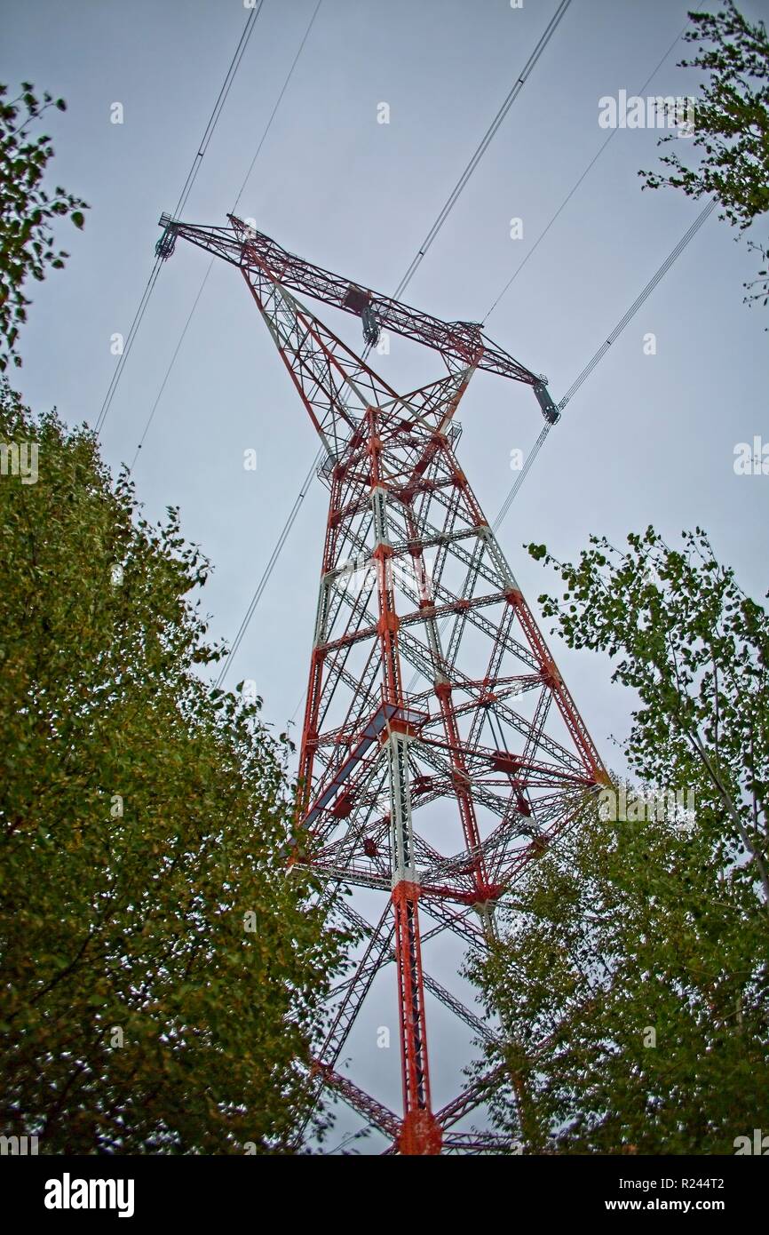 High Power Pylon in Saguenay, Quebec, Canada Stock Photo - Alamy