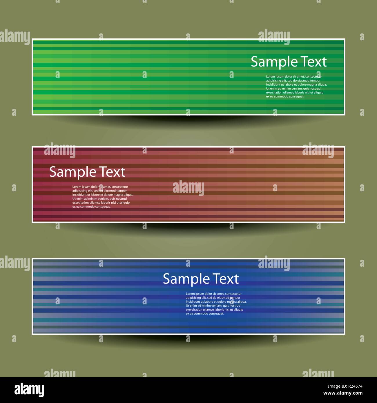 Set of Three Colorful Headers or Banners with Abstract Striped Pattern ...