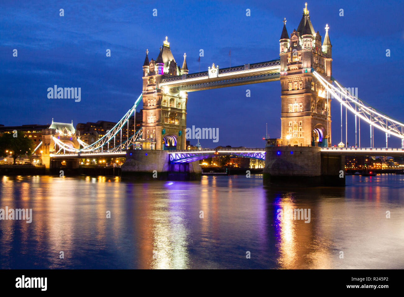 London/England - June 3rd 2014: London Bridge at night, Tower Bridge ...