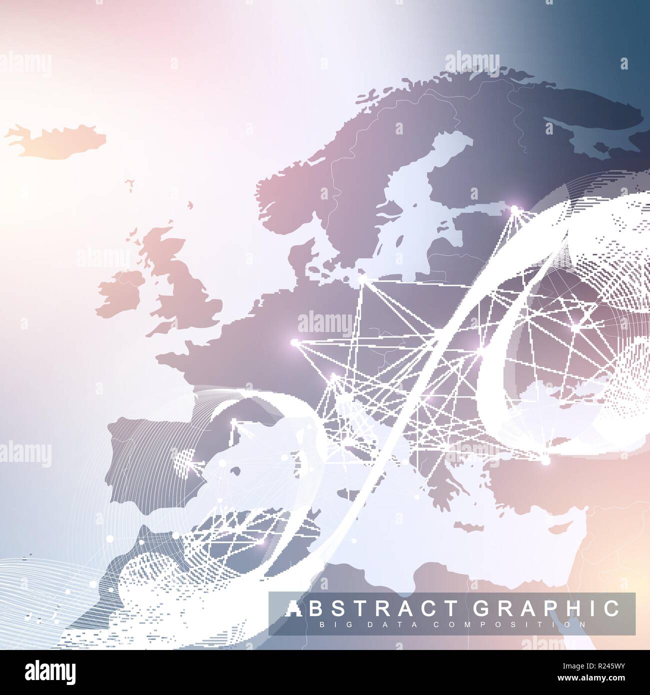 Technology abstract background with connected line and dots. Big data ...