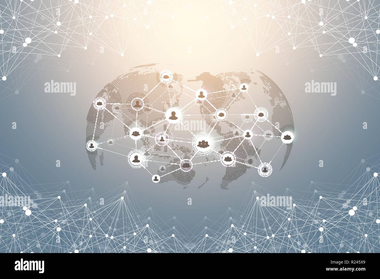 Social media network and marketing concept on World Map background ...