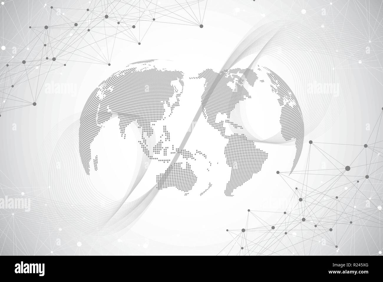 Big data visualization with a world globe. Abstract vector background ...