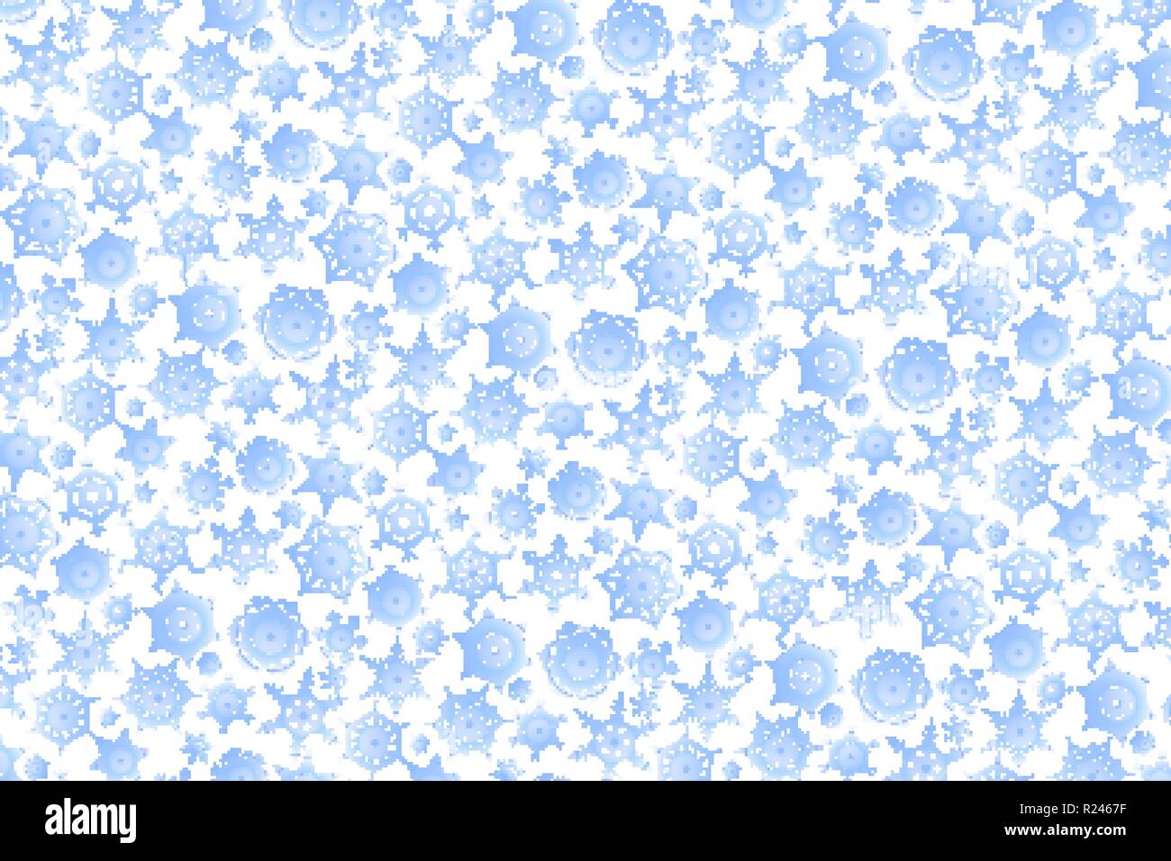 Horizontal Christmas background with lots of blue snowflakes on white ...