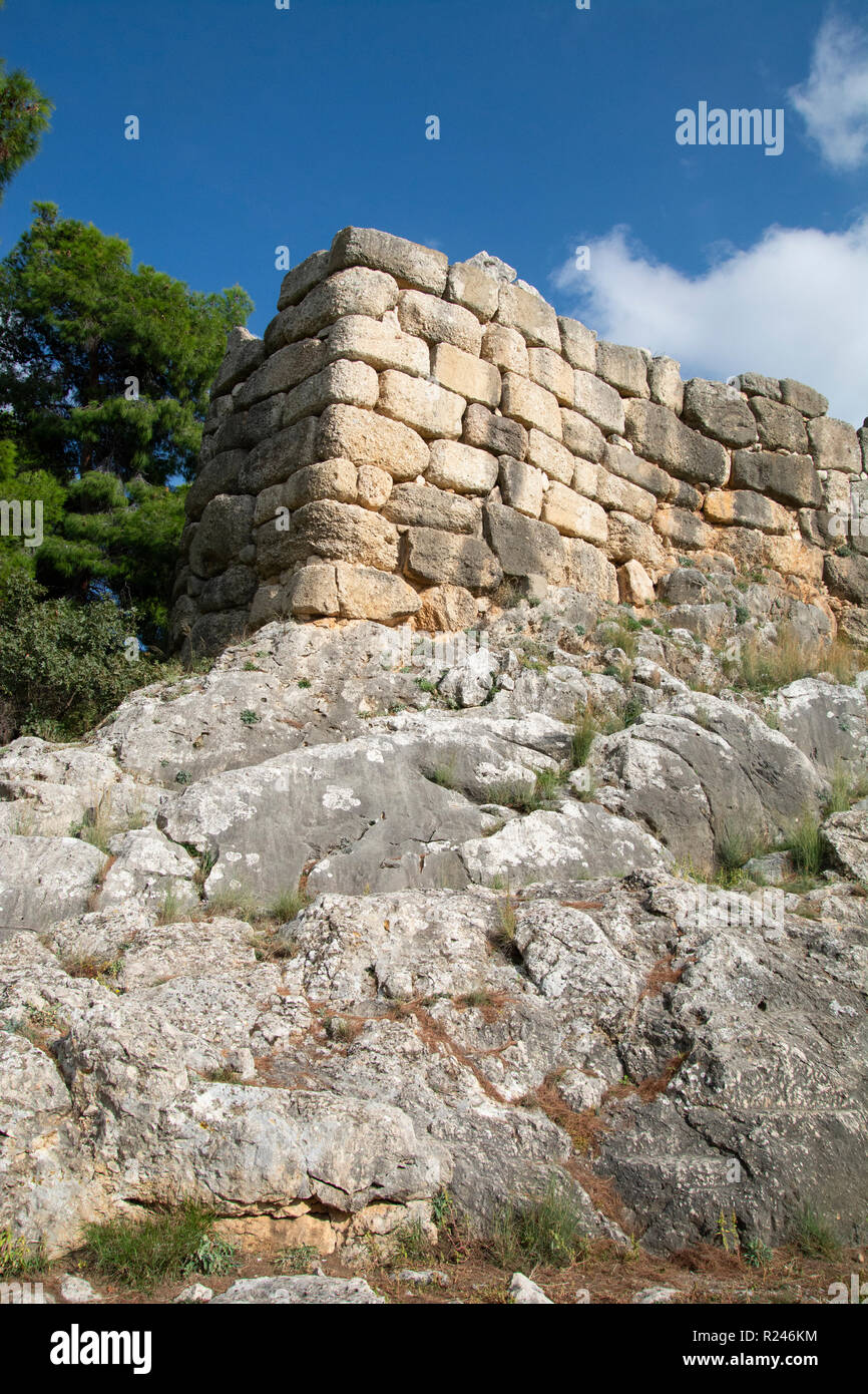A view of a wall of the ancient Mycenaean citadel Stock Photo - Alamy