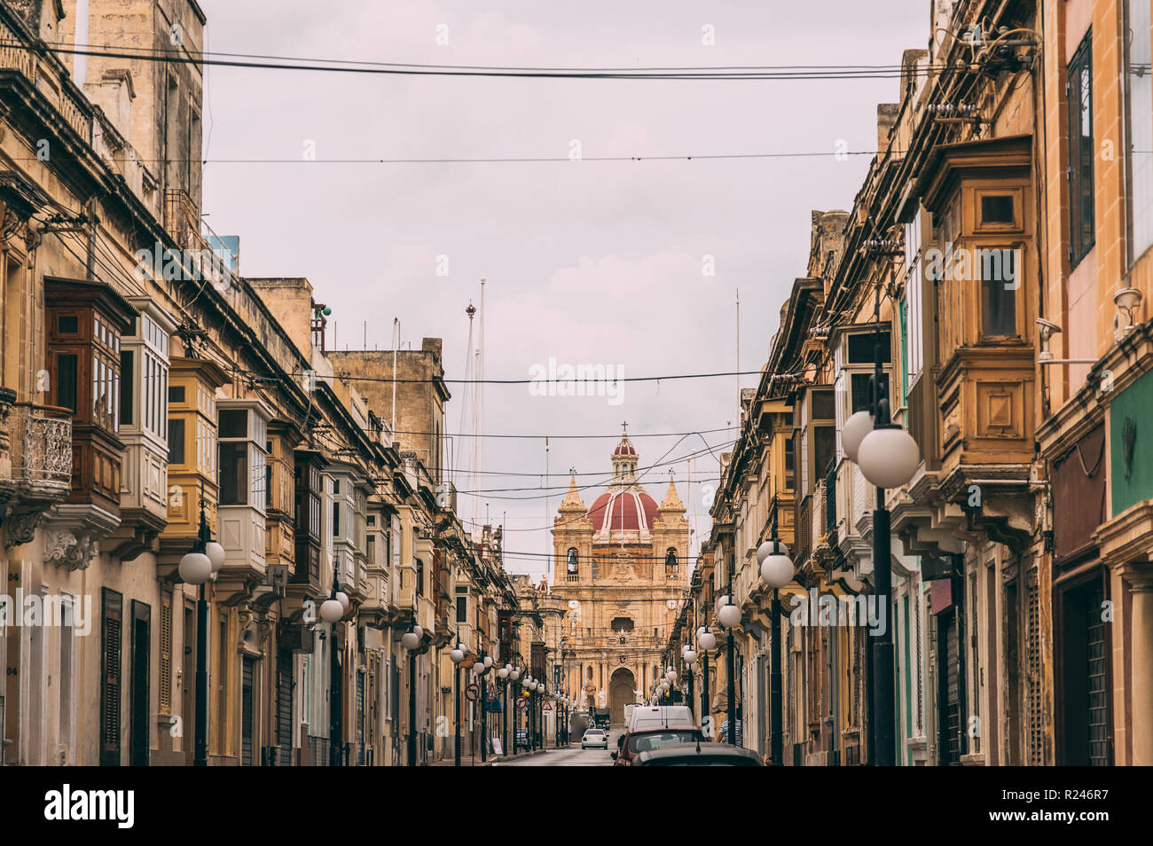 Stree view in Zabbar, Zabbar Parish Church, Malta Stock Photo - Alamy