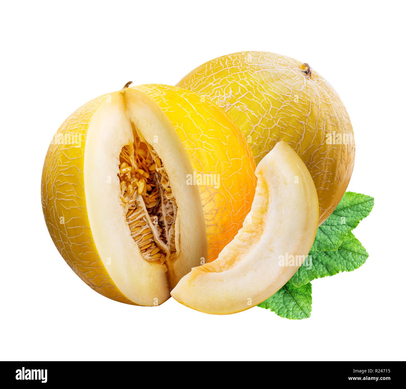 Yellow melon isolated on white background Stock Photo - Alamy