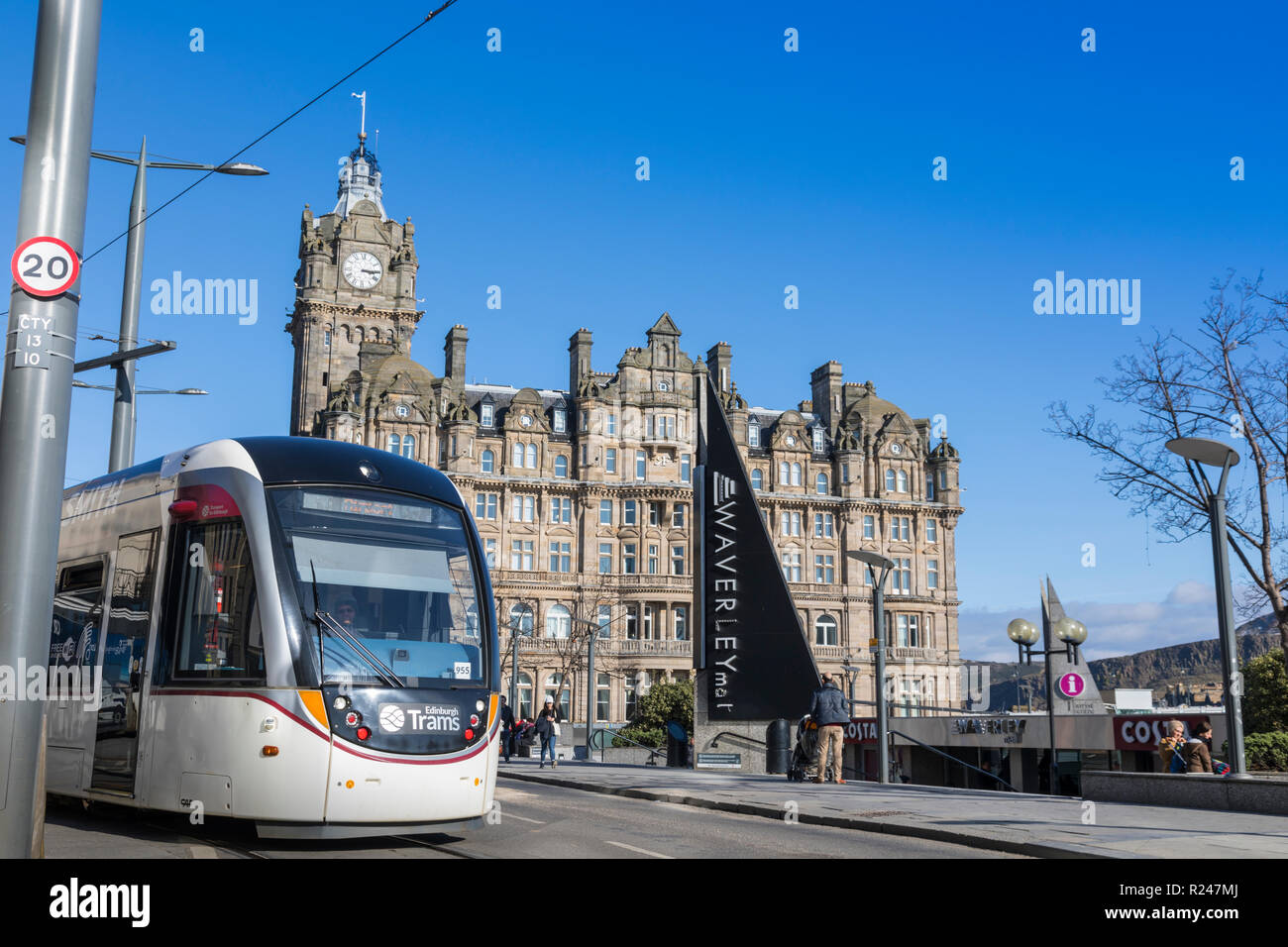 Edinburgh Tram and Balmoral Hotel, Princes Street, Edinburgh, Scotland ...